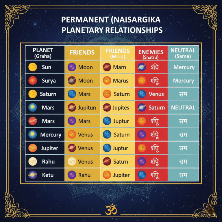 Planetary Friendship & Enmity: Complete Chart